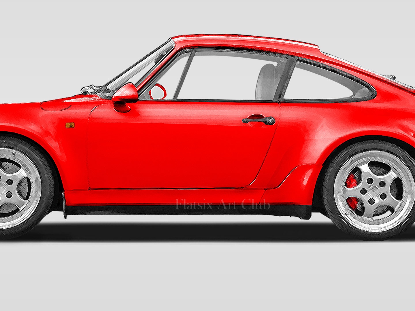 Porsche 964 Turbo Sketched Wall Art - Multi-colour Automotive Art Print ...