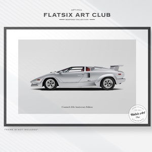 Lamborghini Countach 25th Anniversary Sketched Wall Art - Car Poster ...