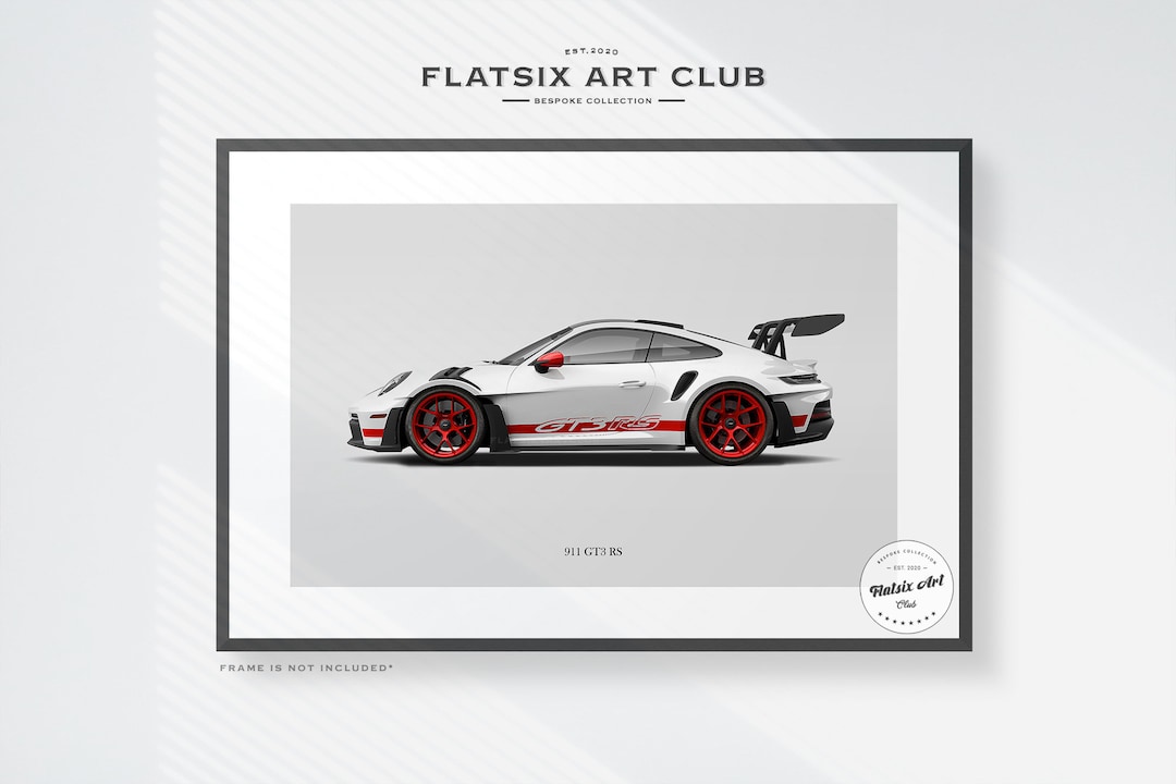 Porsche 911 GT3 RS (992) Sketched Wall Art - Multi-colour Automotive ...