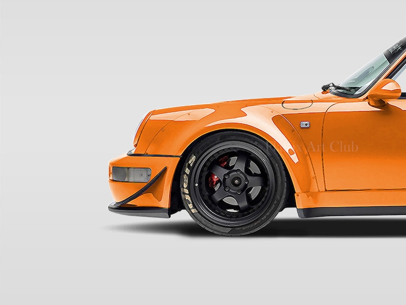 RWB Porsche 911 964 Sketched Wall Art Multi-colour Automotive Art Print ...