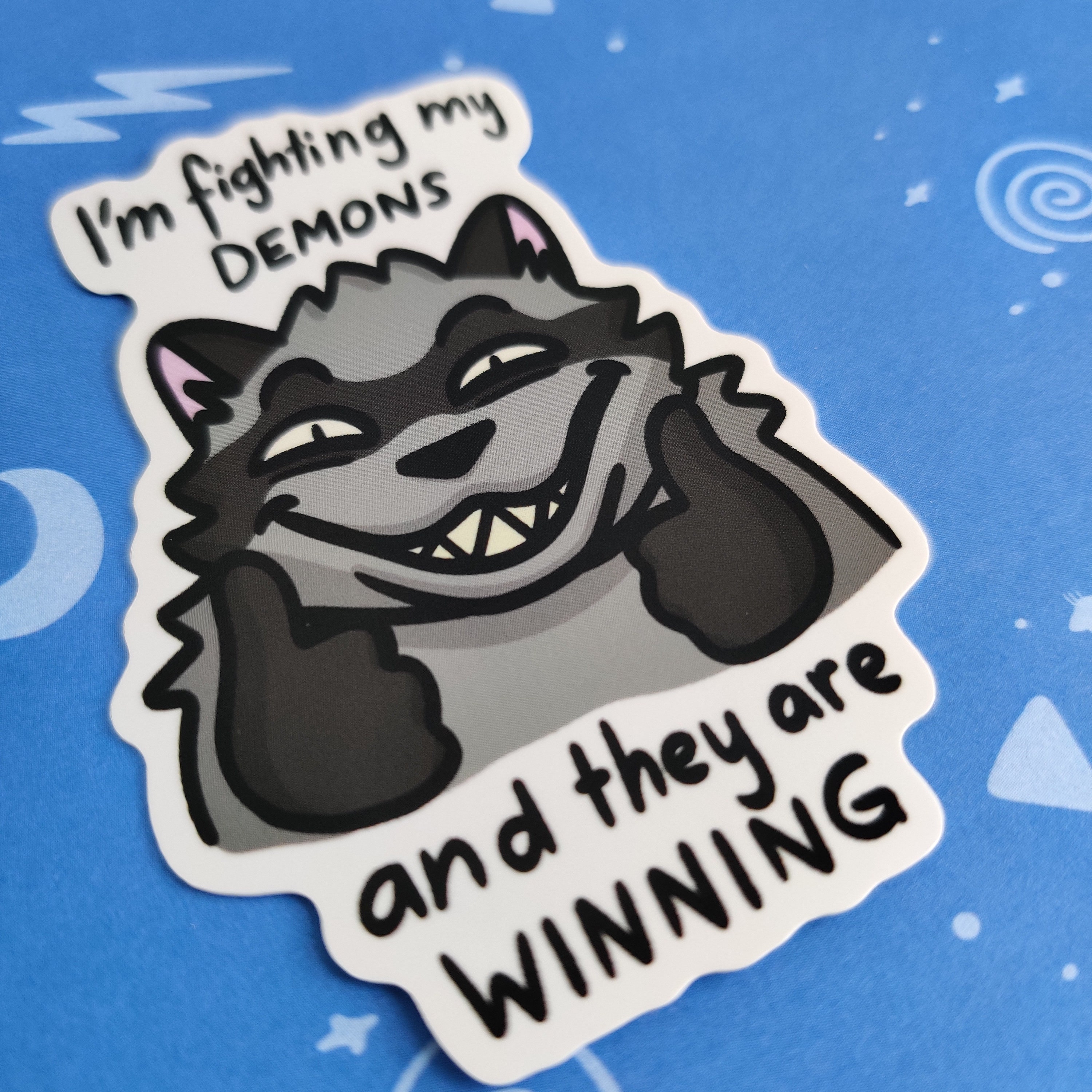 Fighting Demons Raccoon Sticker Vinyl Sticker Funny Sticker - Etsy