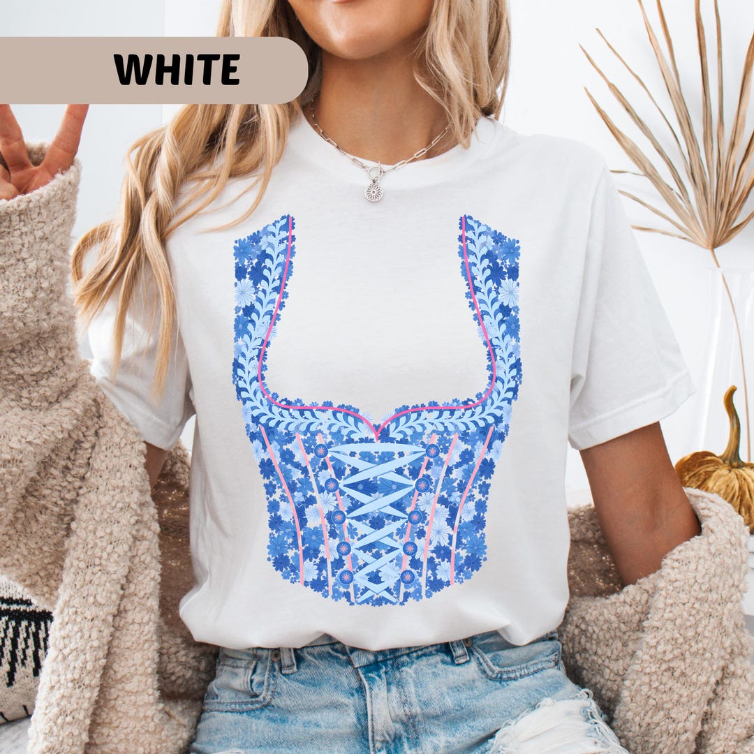 Womens Oktoberfest Shirt, Blue Floral Dirndl Tee, Cute German Costume ...