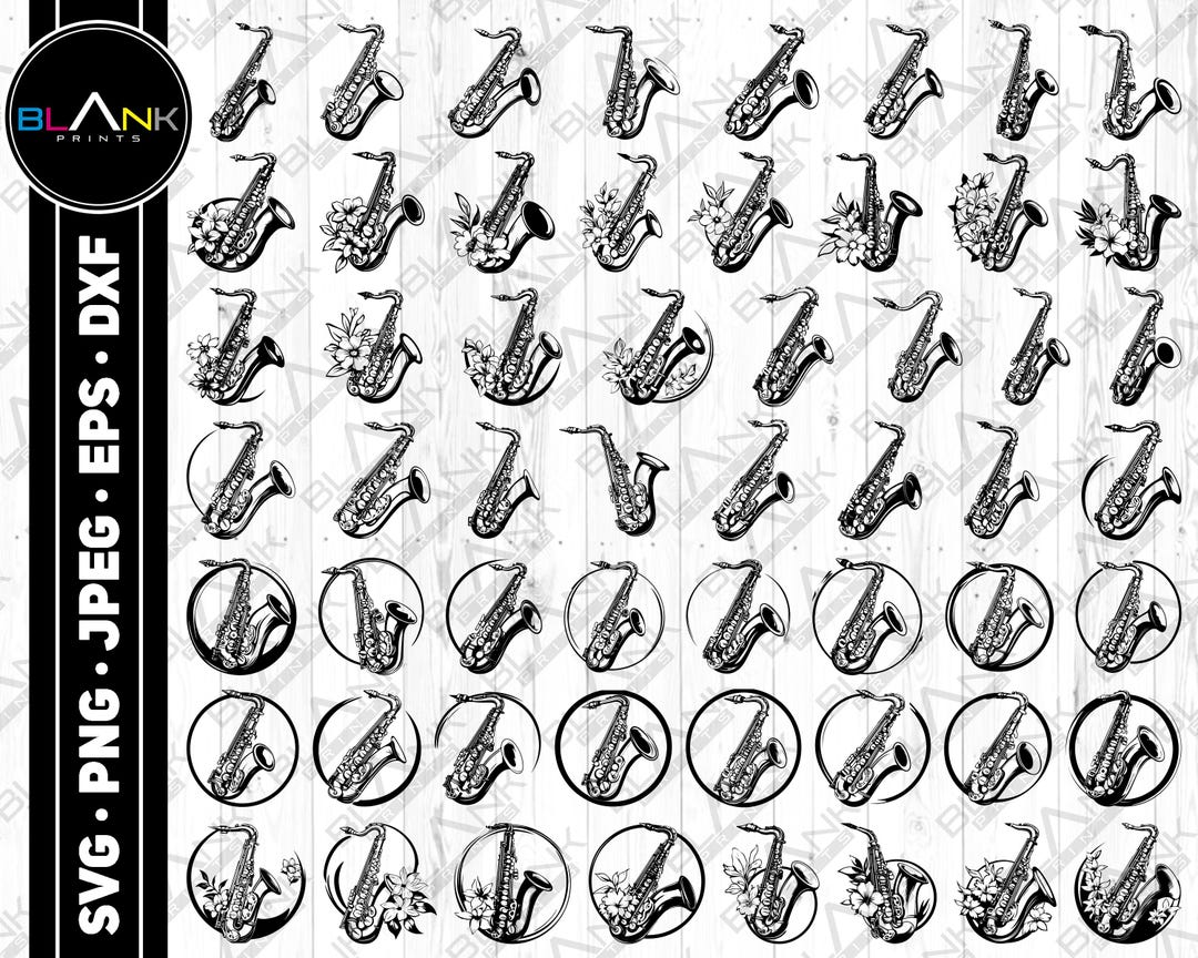 Saxophone SVG Bundle: Commercial Use Vector Graphics (digital Download ...