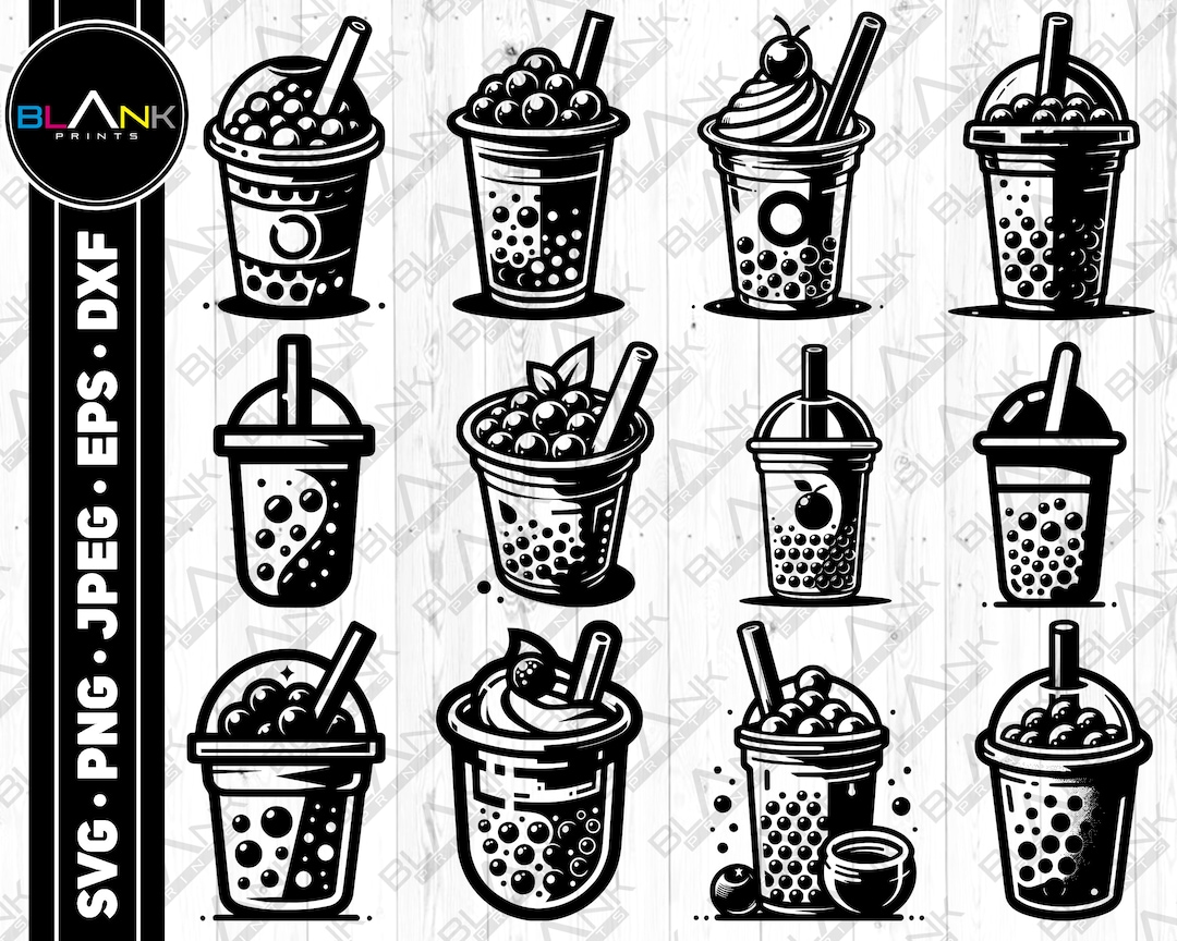 Boba Tea Clipart Bundle, Commercial Use (svg, Png, Jpg, Eps, Dxf) - Etsy