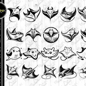 Manta Ray Bundle Svg Png Jpeg Eps Dxf Vector Bundle Silhouette Cricut ...