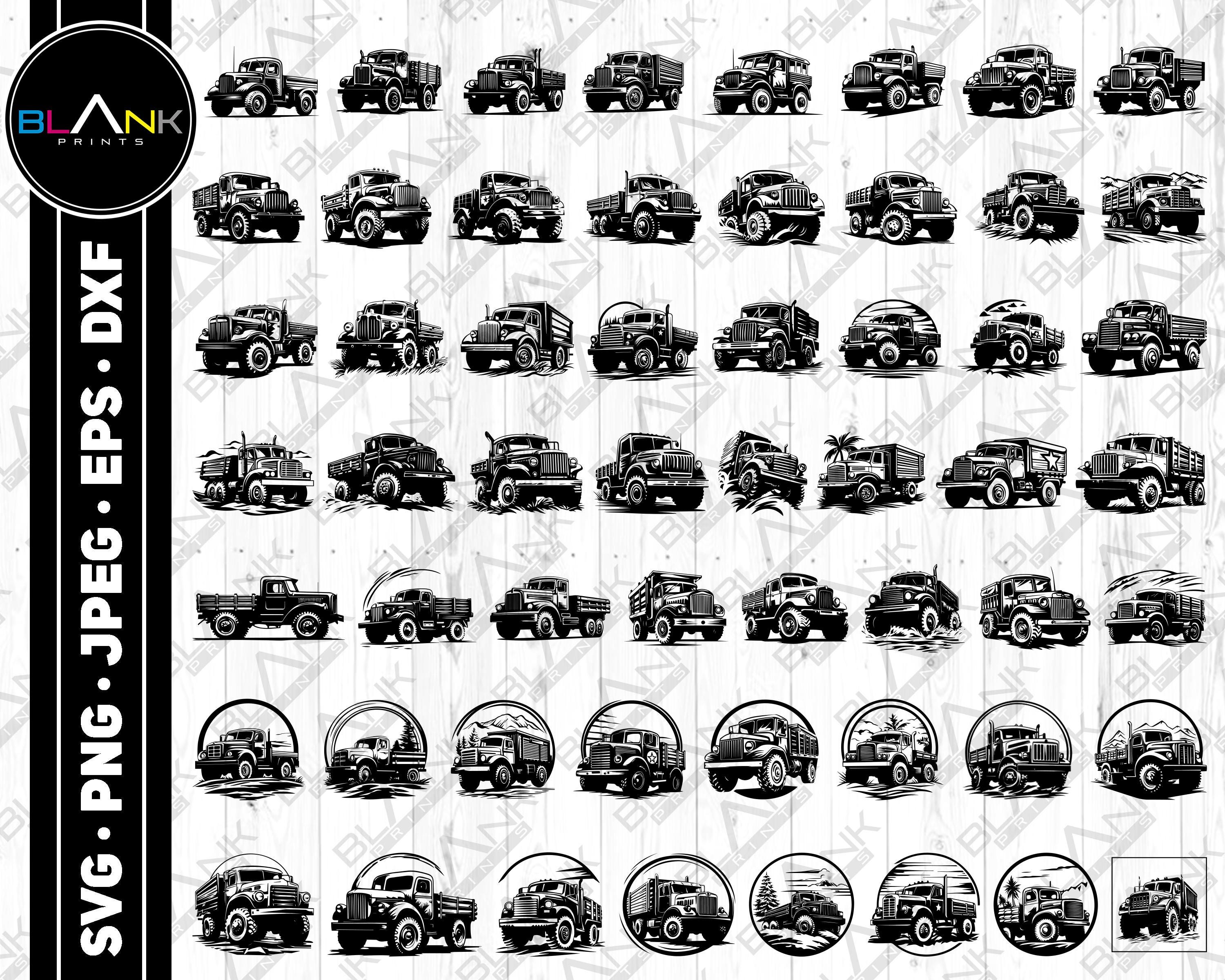 Military Truck Clipart Bundle, Army Vehicle Graphics (svg, Png, Jpg ...