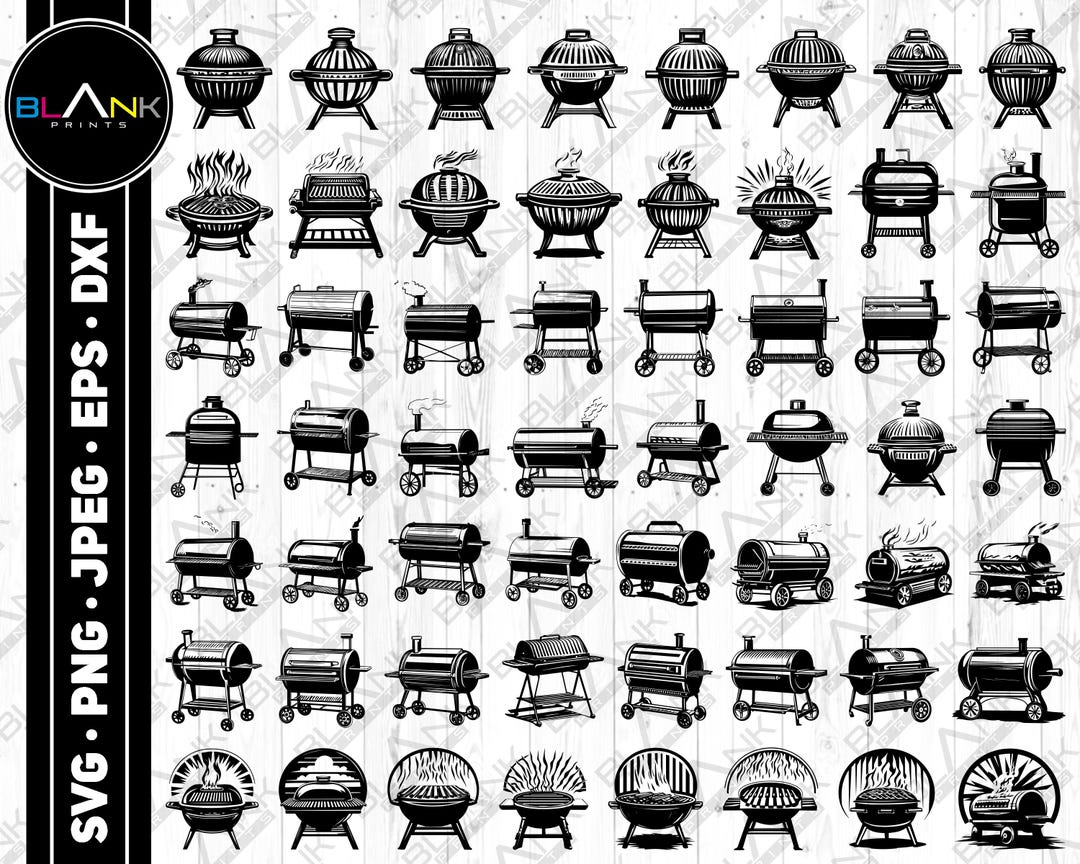 Smoker Griller Clipart SVG Bundle: BBQ Grill Design (digital Download ...