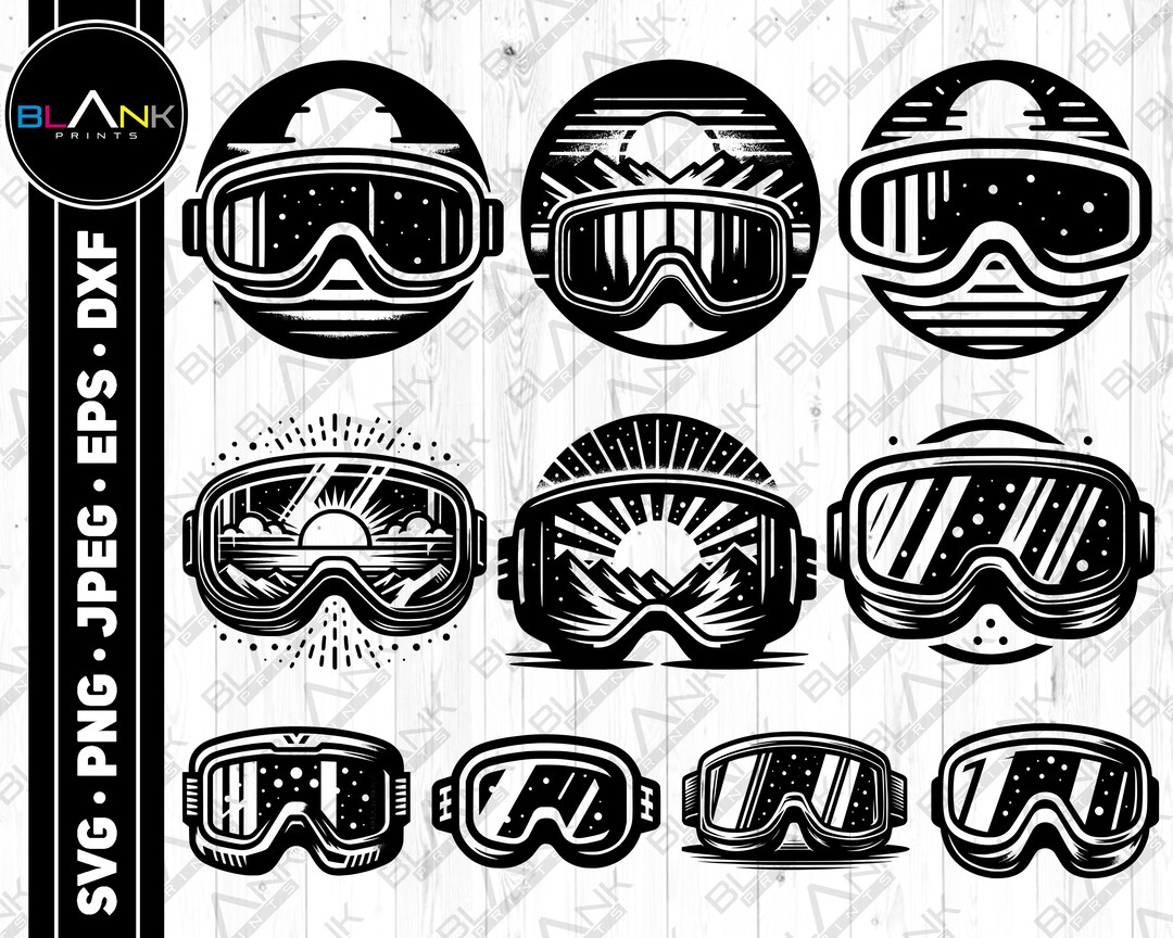 Snow Goggles Bundle Svg Png Jpeg Eps Dxf Bundle Silhouette Cricut ...