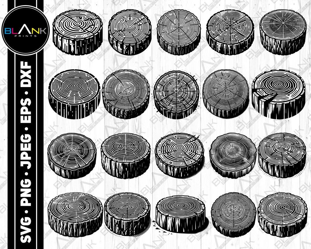 Tree Slice Slab Bundle Svg Png Jpeg Eps Dxf Bundle Silhouette Clipart ...