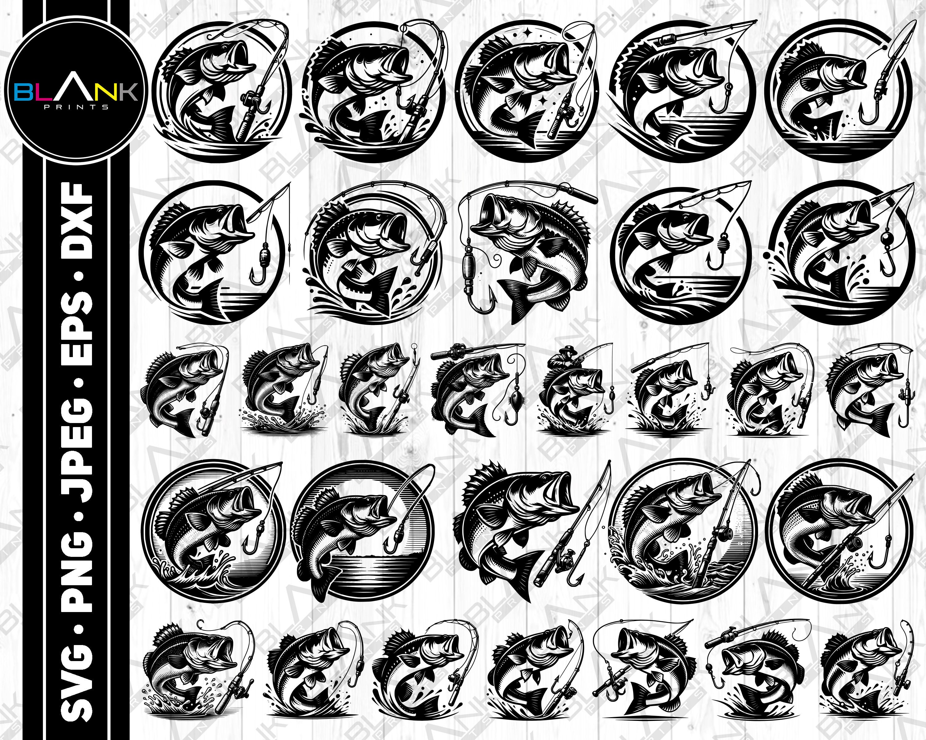 Jumping Fish SVG Bundle: Fisherman Clipart, Commercial Use (digital ...