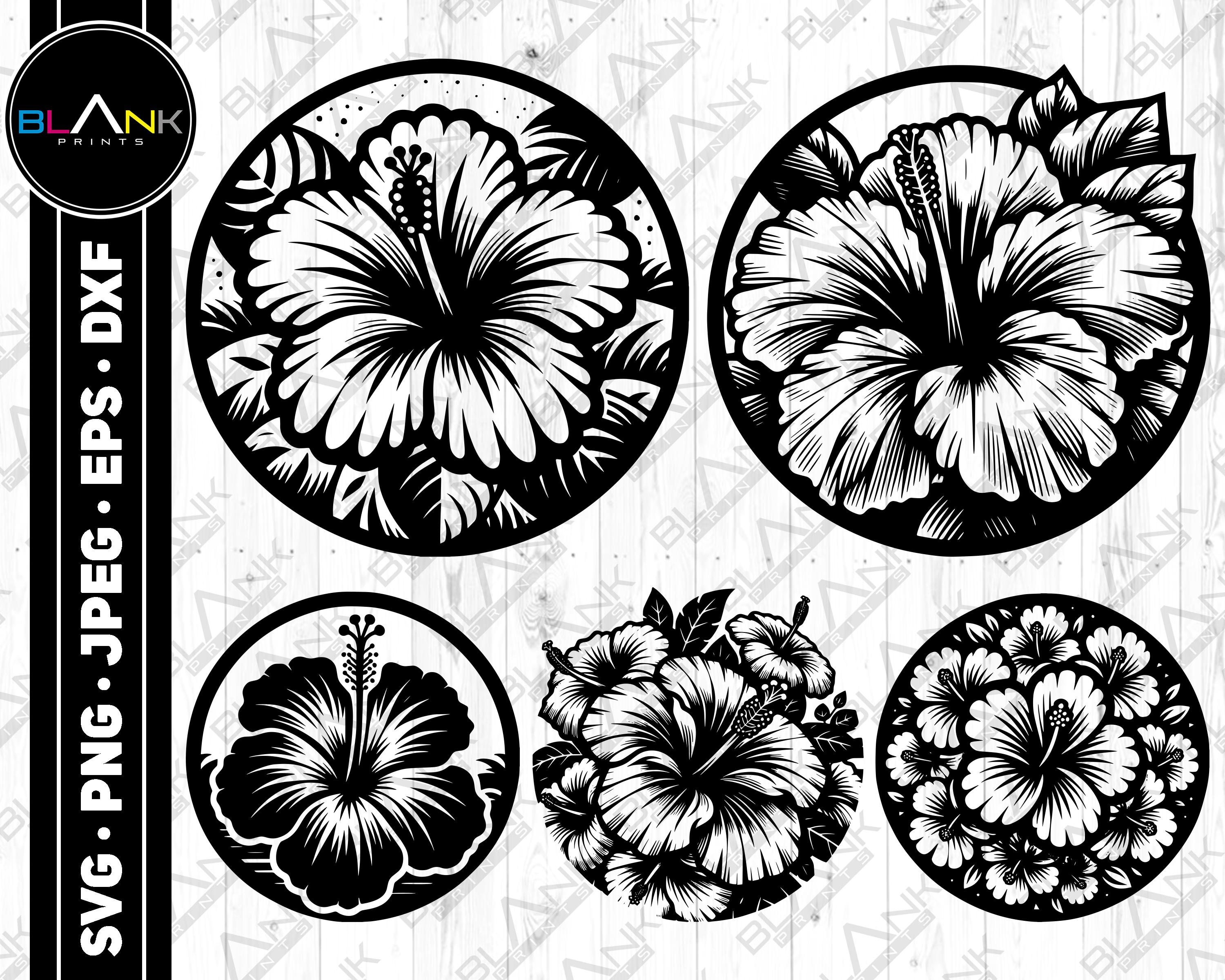 Hibiscus Flower Bundle Svg Png Jpeg Eps Dxf Engrave Silhouette Clipart ...