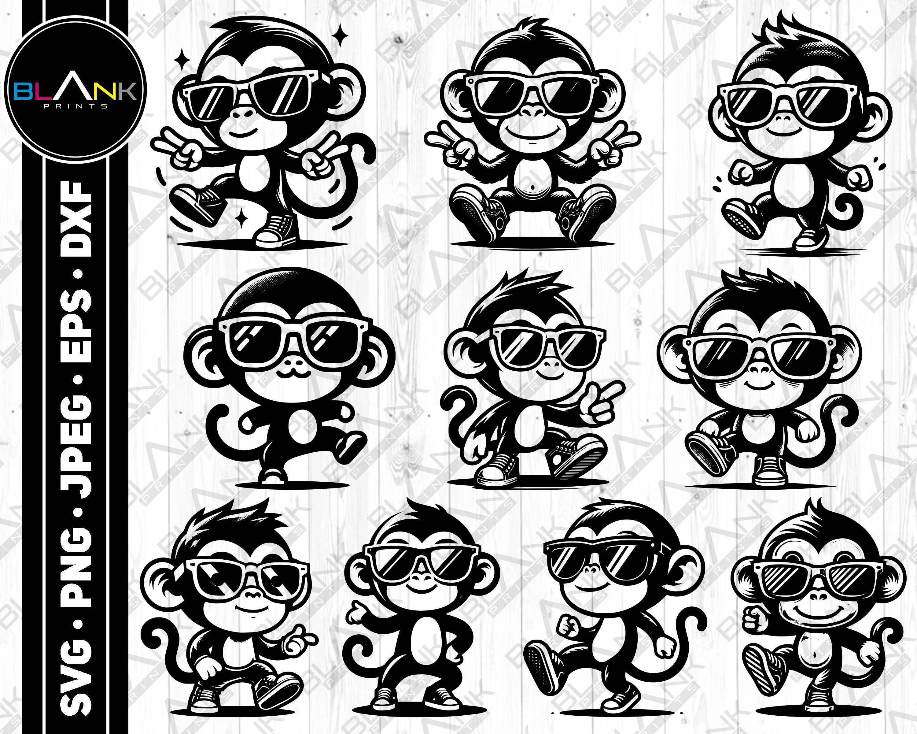 Cute Monkey Dancing Bundle Svg Png Jpeg Eps Dxf Bundle Silhouette ...