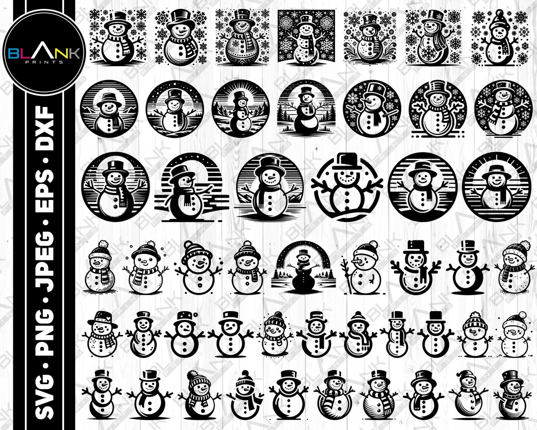Snowman Bundle Svg Png Jpeg Eps Dxf Bundle Silhouette Clipart Cricut ...