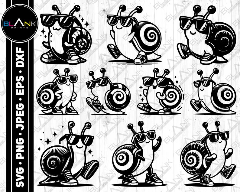 Cute Snail Dancing Bundle Svg Png Jpeg Eps Dxf Bundle Silhouette ...