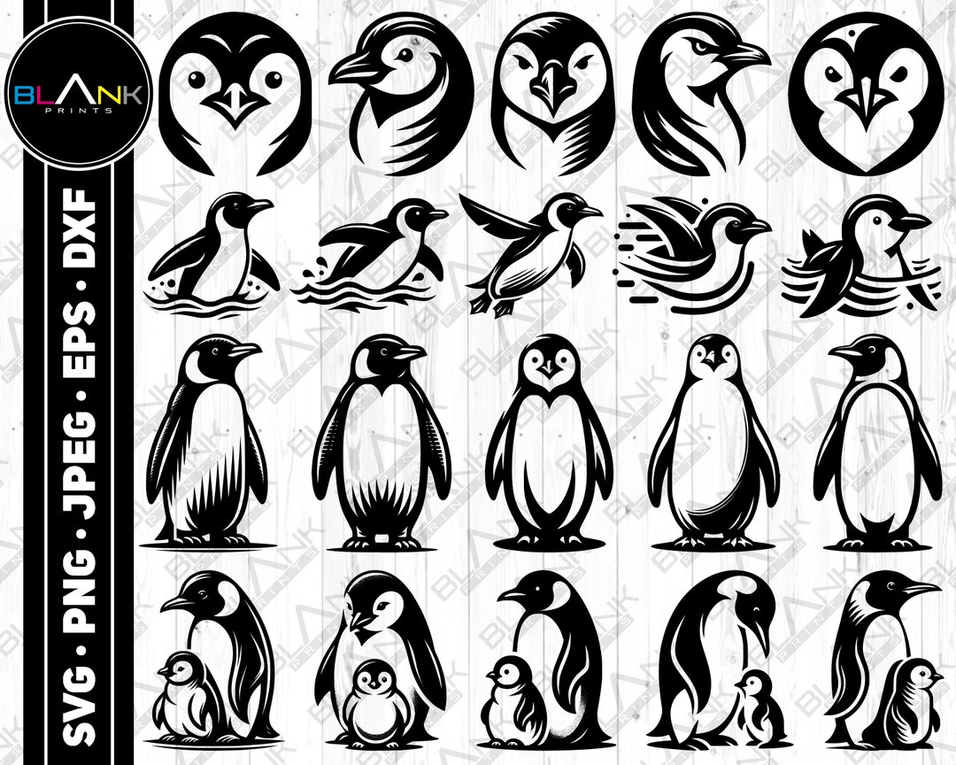 Penguin SVG Bundle: Silhouette & Cricut Designs (commercial Use) - Etsy