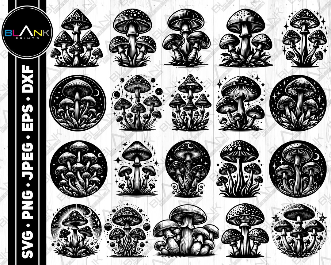 Mushroom Bundle Svg Png Jpeg Eps Dxf Bundle Silhouette Cricut ...