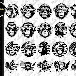 Monkey Bundle Svg Png Jpeg Eps Dxf Vector Bundle Silhouette Cricut ...