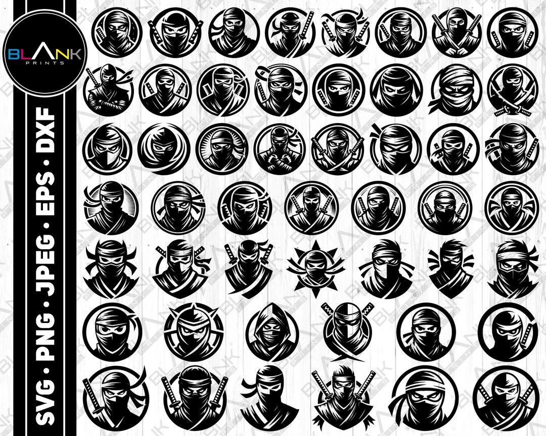 Ninja Emblem Vector Bundle, Silhouette Clipart (digital Download) - Etsy