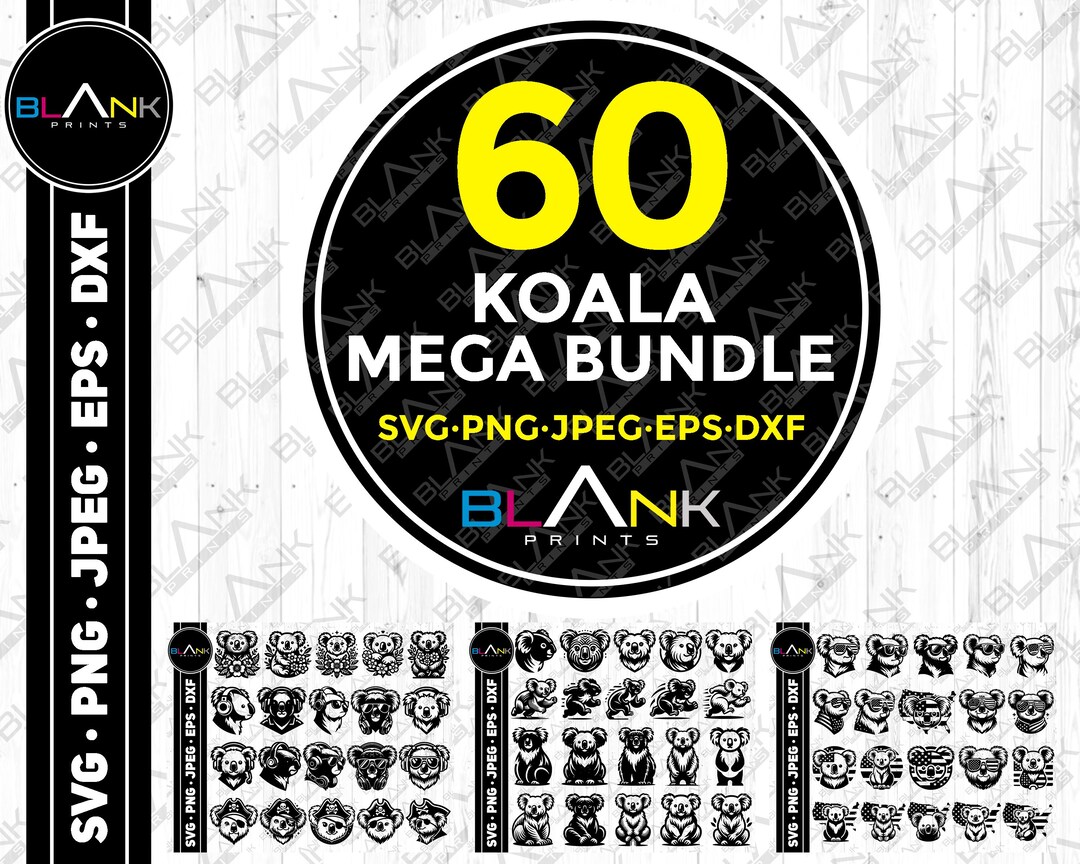 Koala Mega Bundle Svg Png Jpeg Eps Dxf Bundle Silhouette Clipart Cricut ...