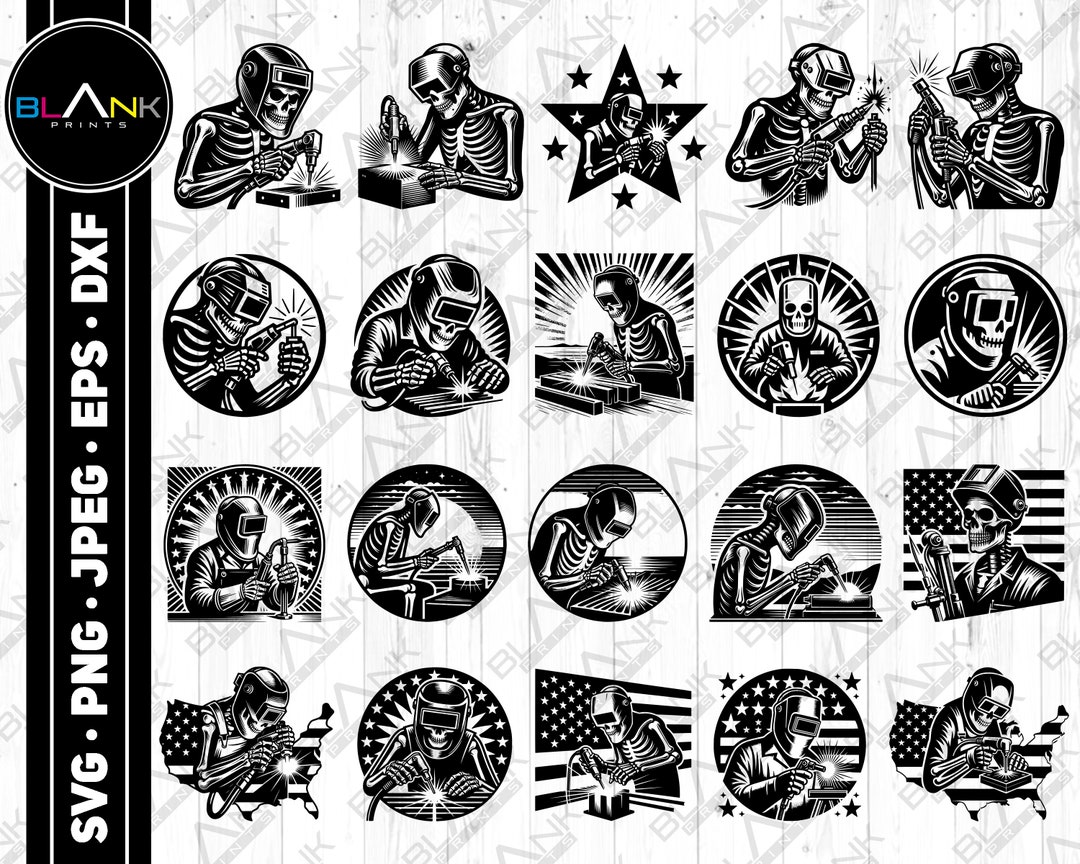 Welder Skeleton Bundle Svg Png Jpeg Eps Dxf Bundle Silhouette Clipart ...