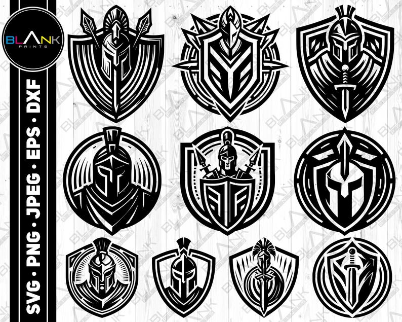 Warrior Shield Bundle Svg Png Jpg Eps Dxf Bundle Silhouette Clipart ...