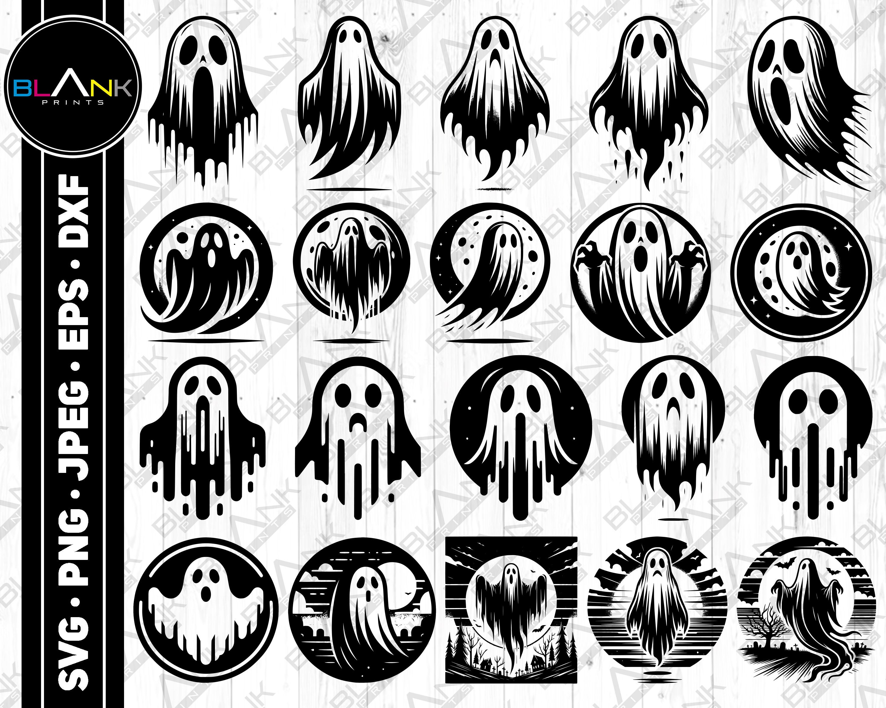 Halloween Ghost Clipart Bundle (svg, Png, Jpg, Eps, Dxf) (digital ...
