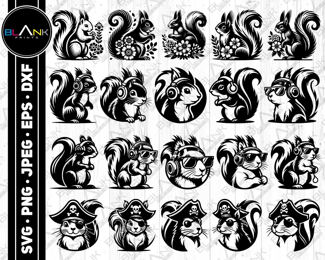 Squirrel Bundle Svg Png Jpeg Eps Dxf Bundle Silhouette Cricut ...