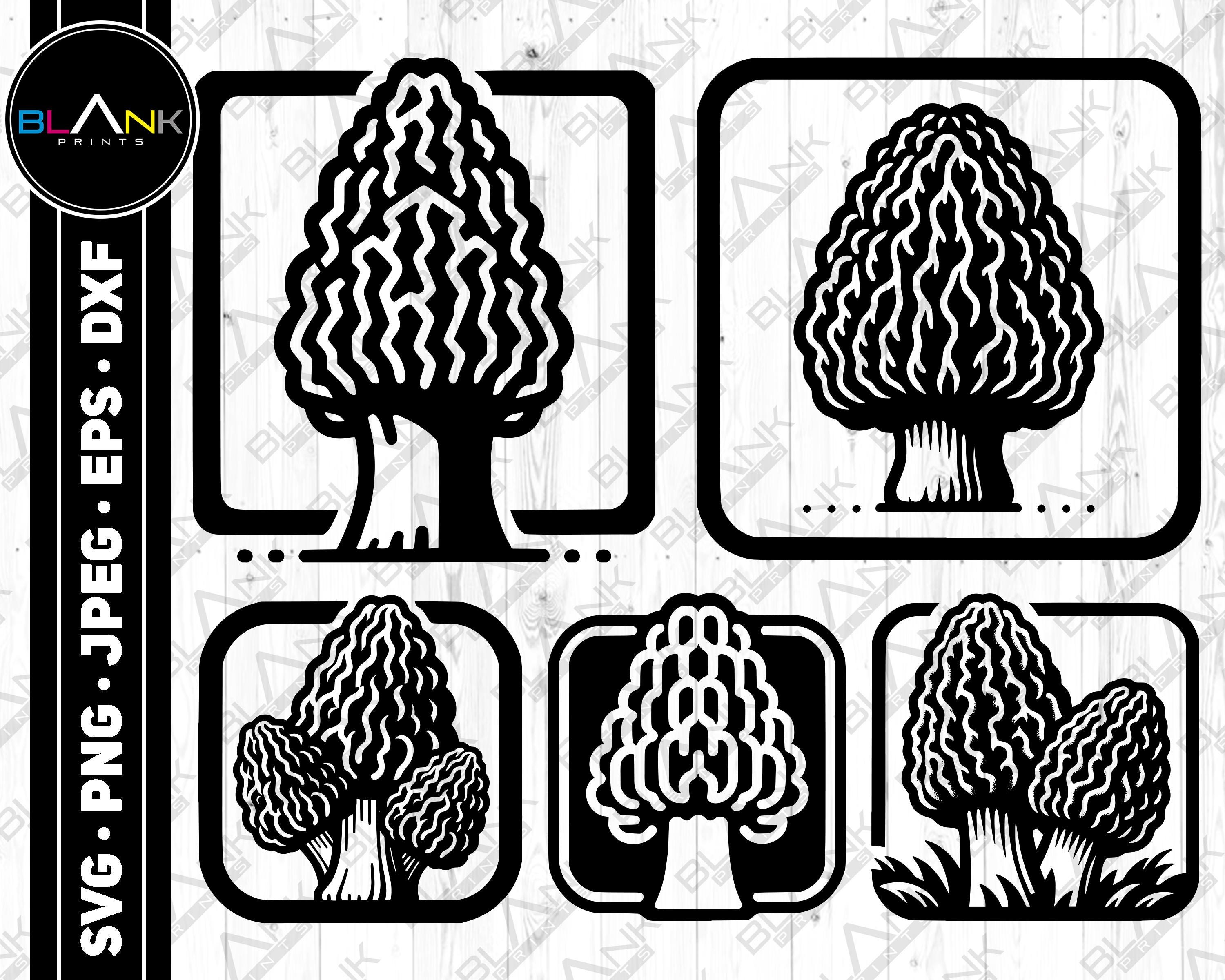 Morel Mushroom Bundle Svg Png Jpeg Eps Dxf Engrave Silhouette Clipart ...