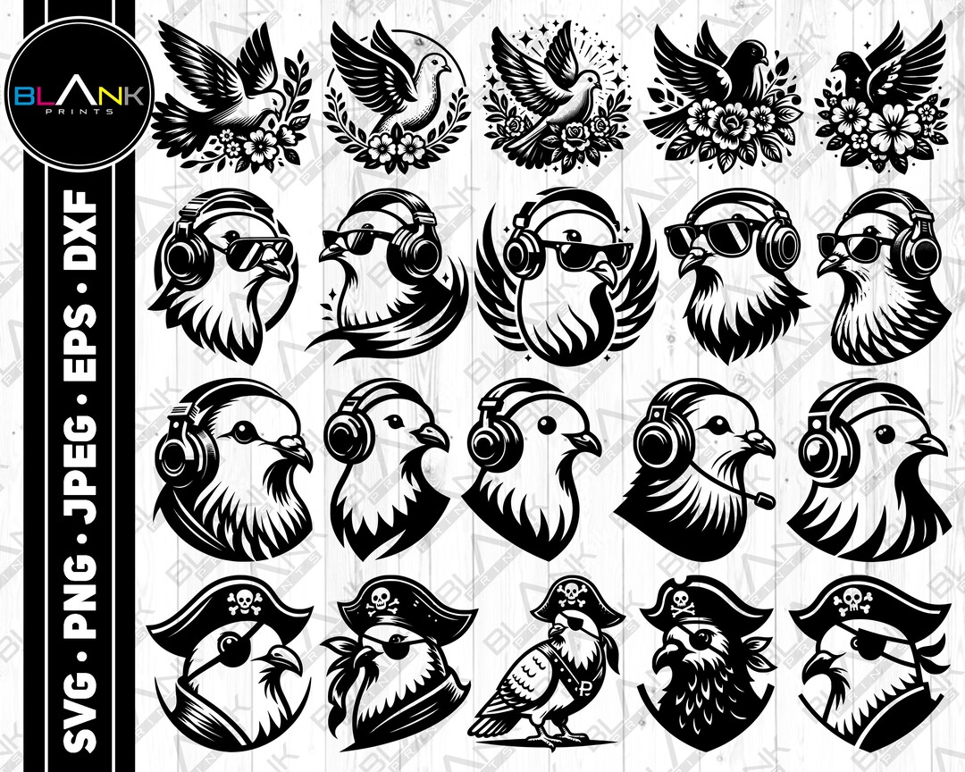 Dove Bundle Svg Png Jpeg Eps Dxf Bundle Silhouette Cricut Commercial ...