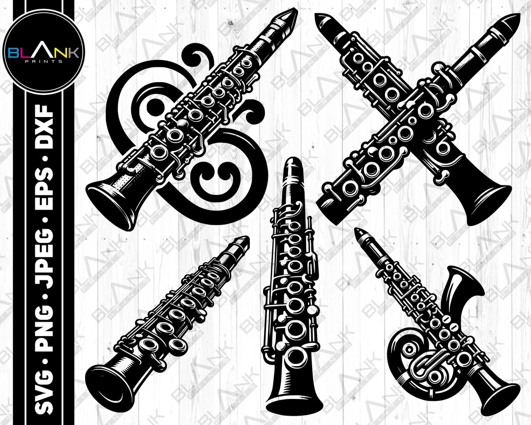 Clarinet Bundle Svg Png Jpeg Eps Dxf Bundle Silhouette Clipart Cricut ...