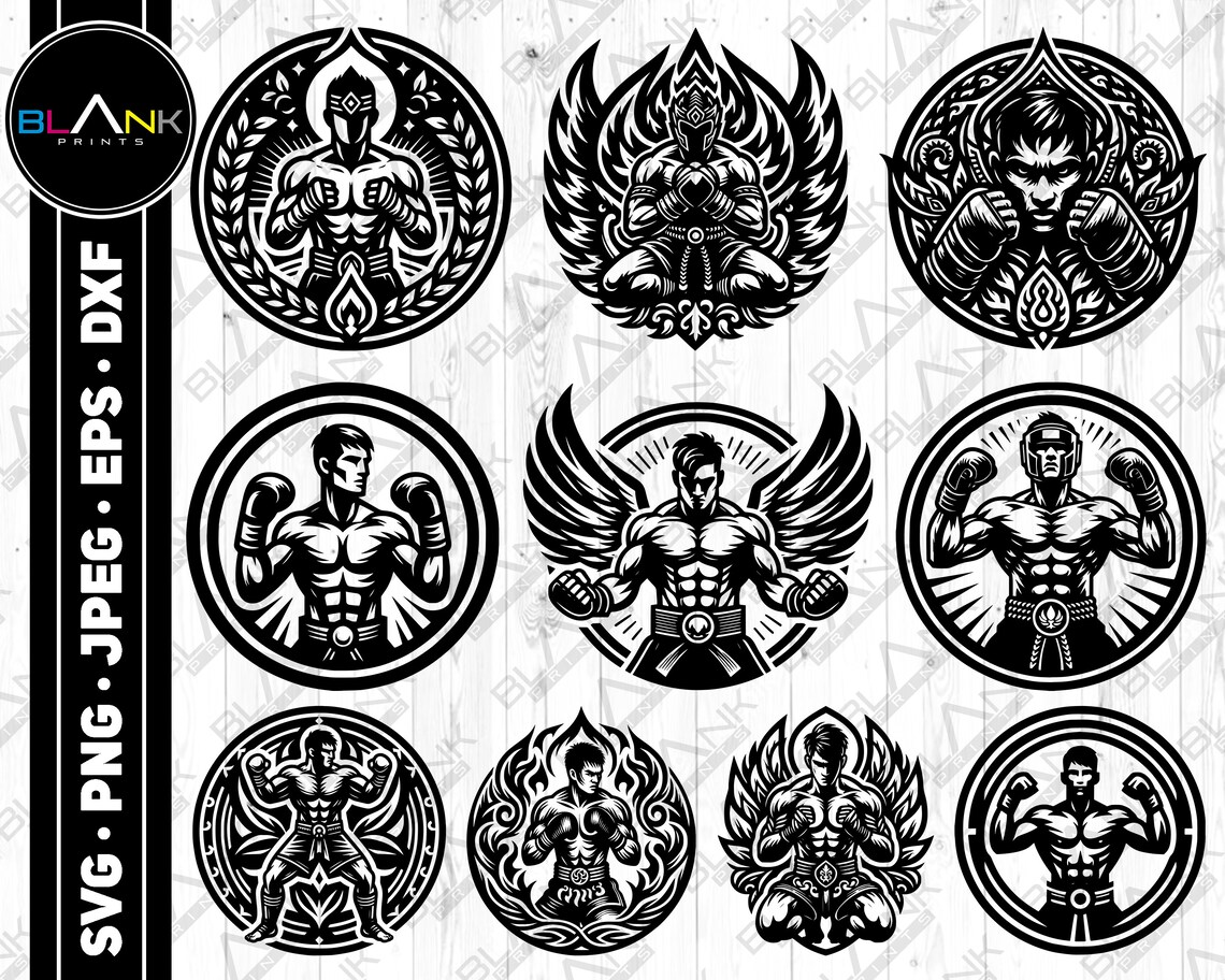 Muay Thai Emblem SVG Bundle: Martial Arts Clipart (digital Download) - Etsy