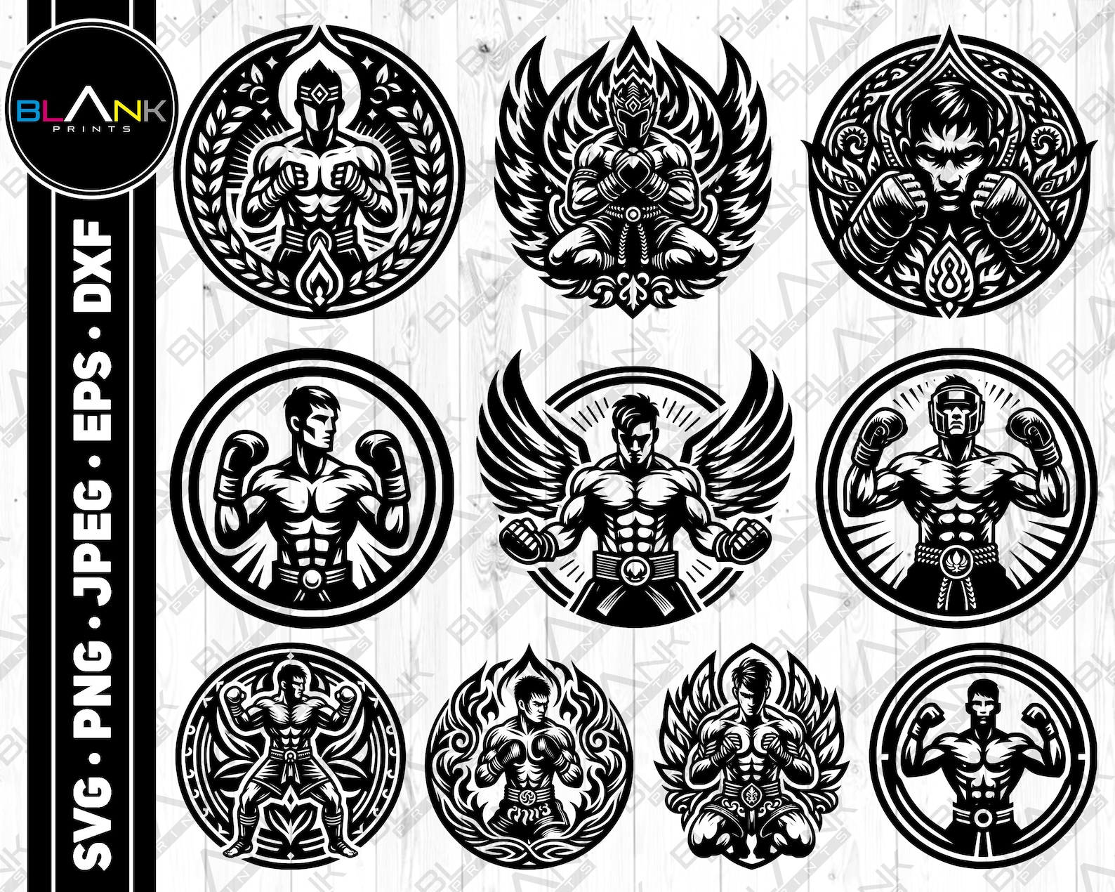 Muay Thai Emblem SVG Bundle: Martial Arts Clipart (digital Download) - Etsy