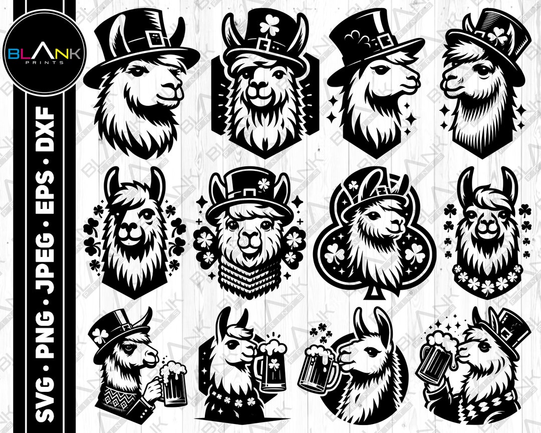 Llama St. Patricks Day Bundle Svg Png Jpeg Eps Dxf Bundle Silhouette ...