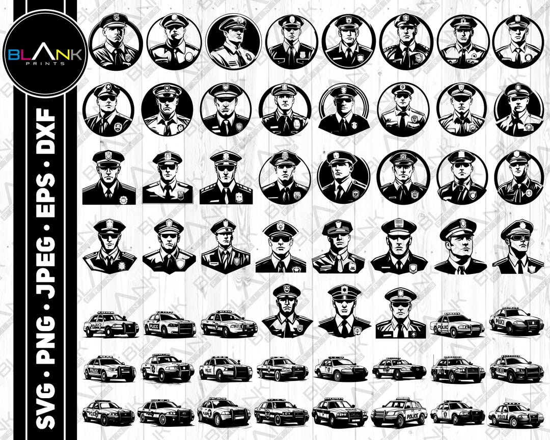 Police Bundle Svg Png Jpeg Eps Dxf Bundle Silhouette Cricut Commercial ...