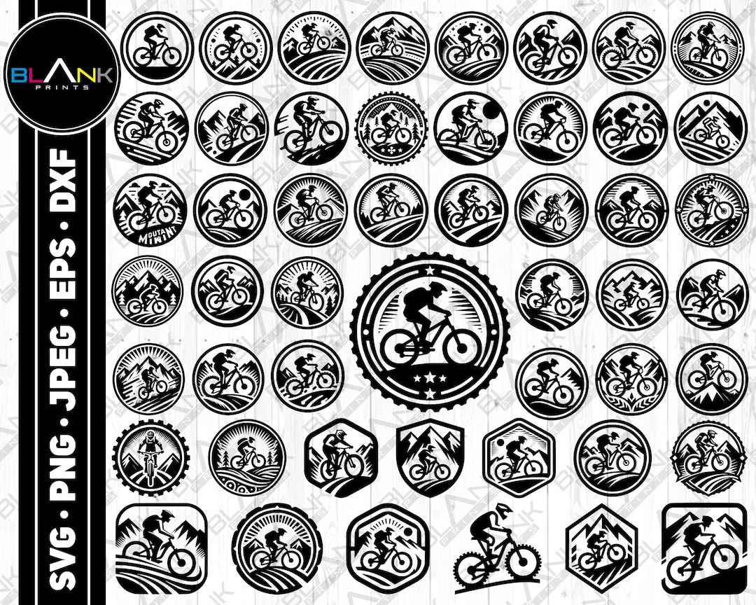 Mountain Bike Emblem Designs: SVG PNG Clipart Bundle (commercial Use ...