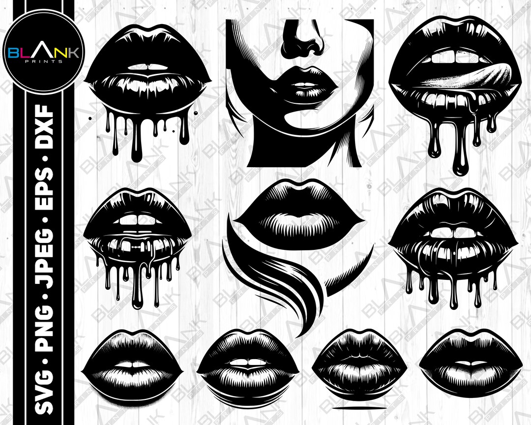 Dripping Lips Vector Bundle, Woman's Lips Clipart (svg, Png, Jpg, Eps ...