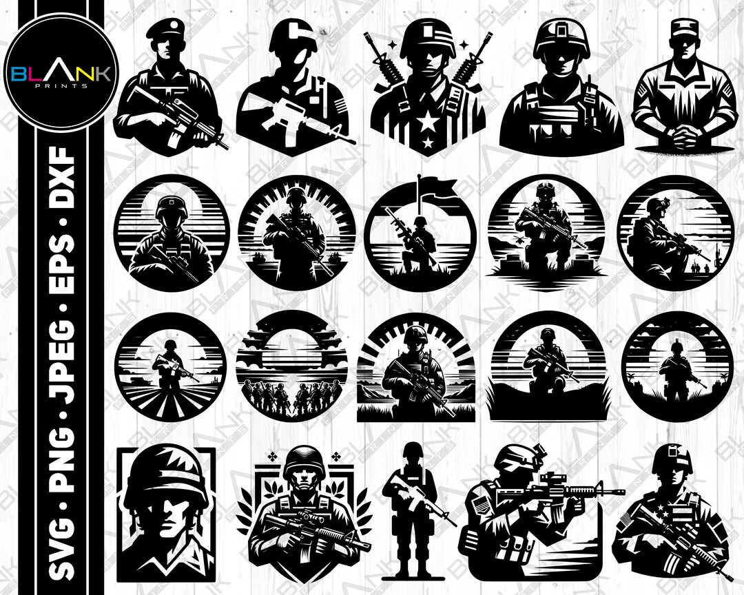 Army Bundle Svg Png Jpeg Eps Dxf Bundle Silhouette Cricut Commercial ...