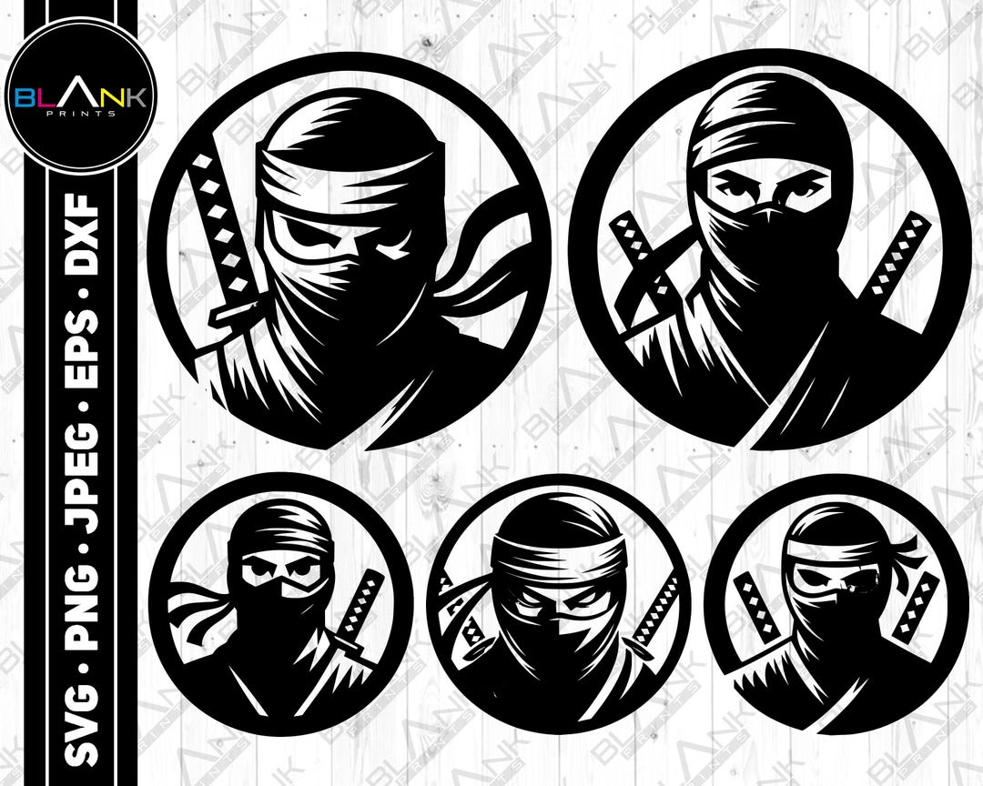 Ninja Bundle Svg Png Jpeg Eps Dxf Engrave Silhouette Clipart Cricut ...