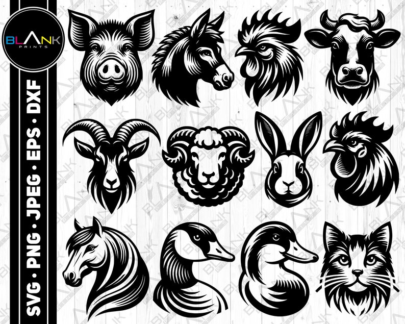 Farm Animals Vector Bundle: Svg, Png, Jpg, Eps, Dxf (commercial Use) - Etsy