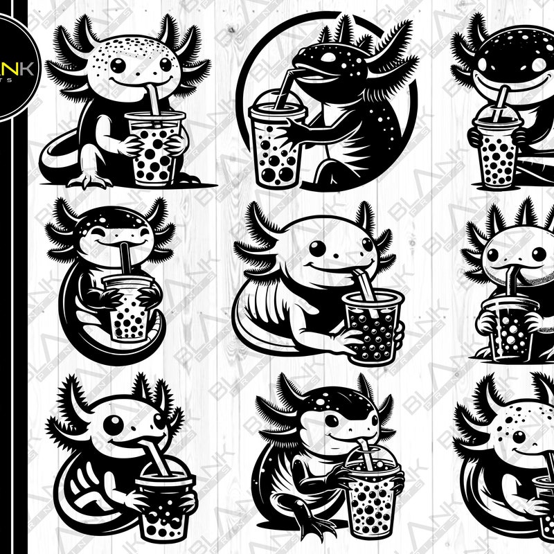 Axolotl Drinking Boba - Etsy
