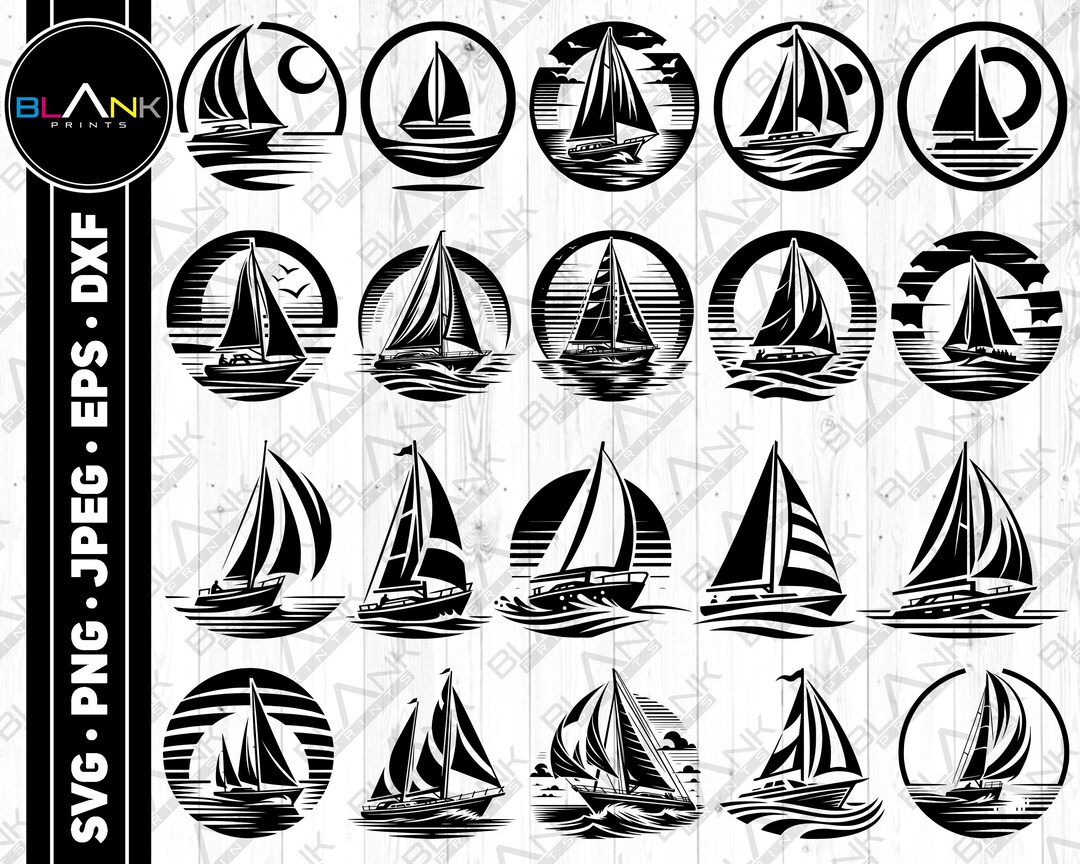 Sailing Bundle Svg Png Jpeg Eps Dxf Bundle Silhouette Clipart Cricut ...