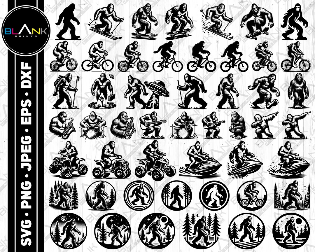 Bigfoot Bundle Svg Png Jpeg Eps Dxf Bundle Silhouette Cricut Commercial ...