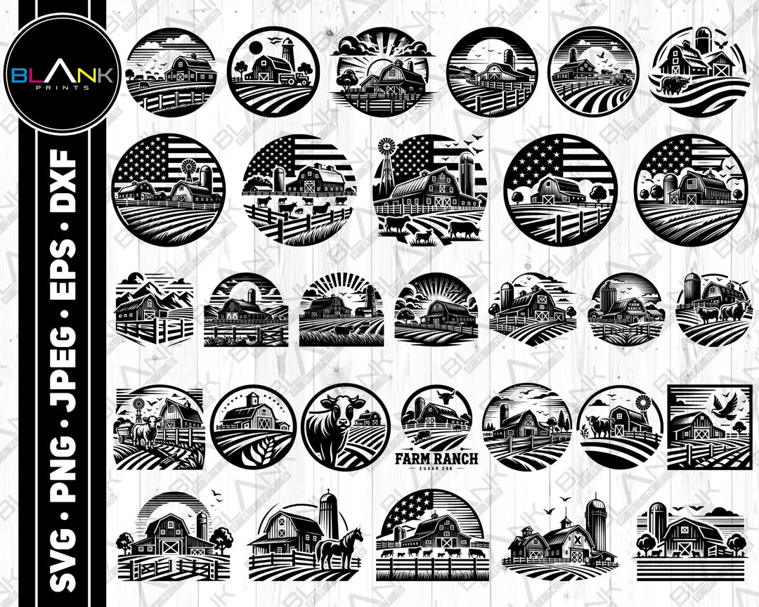 Farm Ranch SVG Bundle: Barn, Landscape, Animals (digital Download) - Etsy