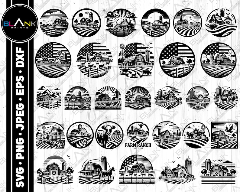 Farm Ranch SVG Bundle: Barn, Landscape, Animals (digital Download) - Etsy