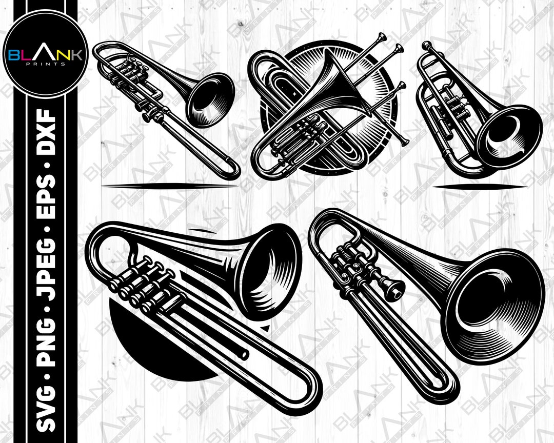 Trombone Clipart Bundle, Vector Graphics (svg, Png, Jpg, Eps, Dxf) - Etsy