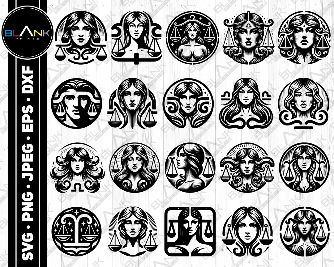 Libra Zodiac Sign Bundle Svg Png Jpeg Eps Dxf Bundle Silhouette Clipart ...