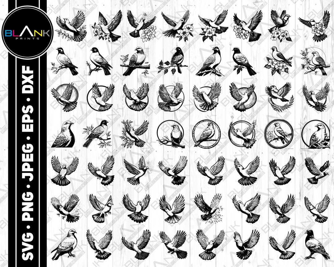 Dove Bundle Svg Png Jpeg Eps Dxf Bundle Silhouette Cricut Commercial ...