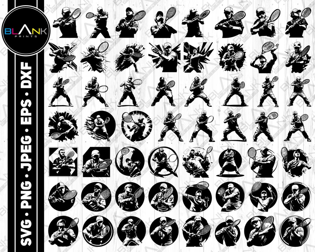Tennis Player Clipart Bundle, Sports Vector Graphics (svg, Png, Jpg ...