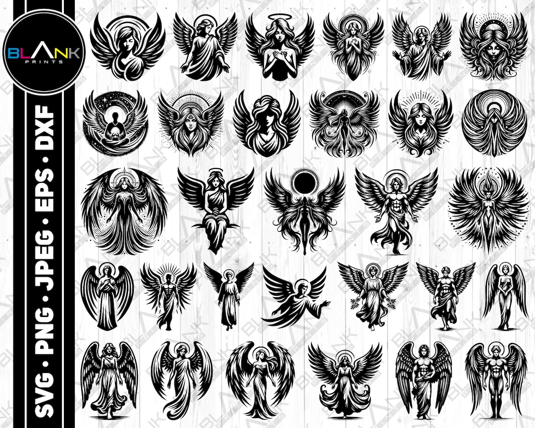 Angels Bundle Svg Png Jpeg Eps Dxf Bundle Silhouette Cricut Clipart ...