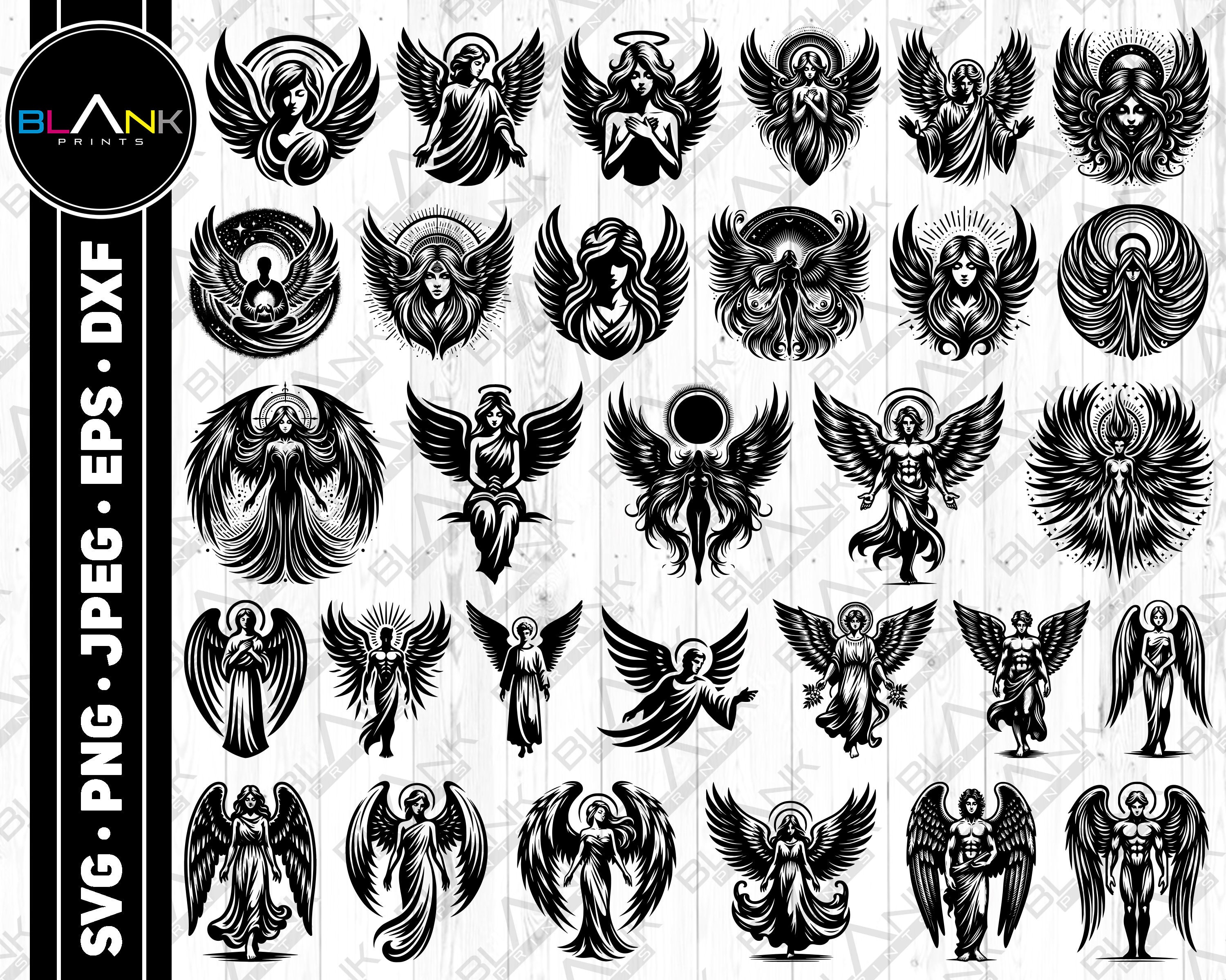 Angels Bundle Svg Png Jpeg Eps Dxf Bundle Silhouette Cricut Clipart ...